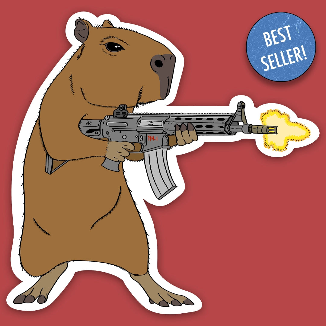 Capybara Commando – Funny Animal Sticker | Poor Character